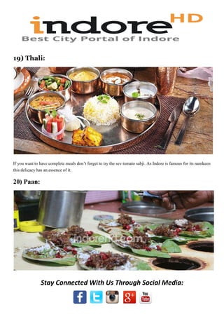 20 must have foods when you are in indore | PDF