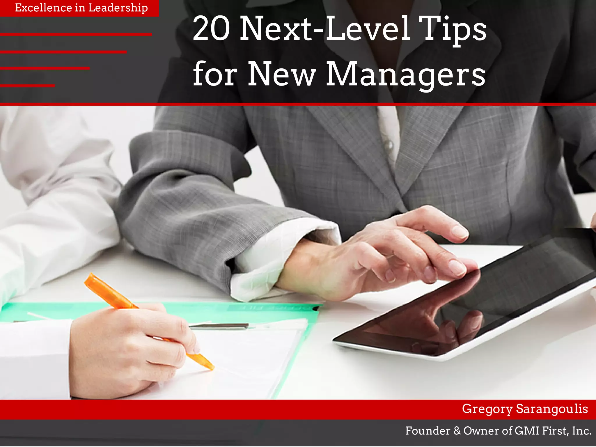 20 Next-Level Tips for New Managers - Greg Sarangoulis | PPT