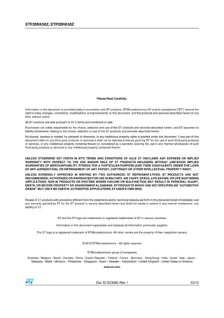 Original N-CHANNEL Mosfet STP20NK50Z 20NK50 20A 500V TO-220 New ...