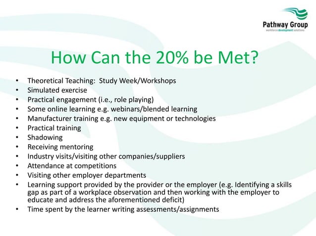 20% off the job training for Apprenticeships | PPT