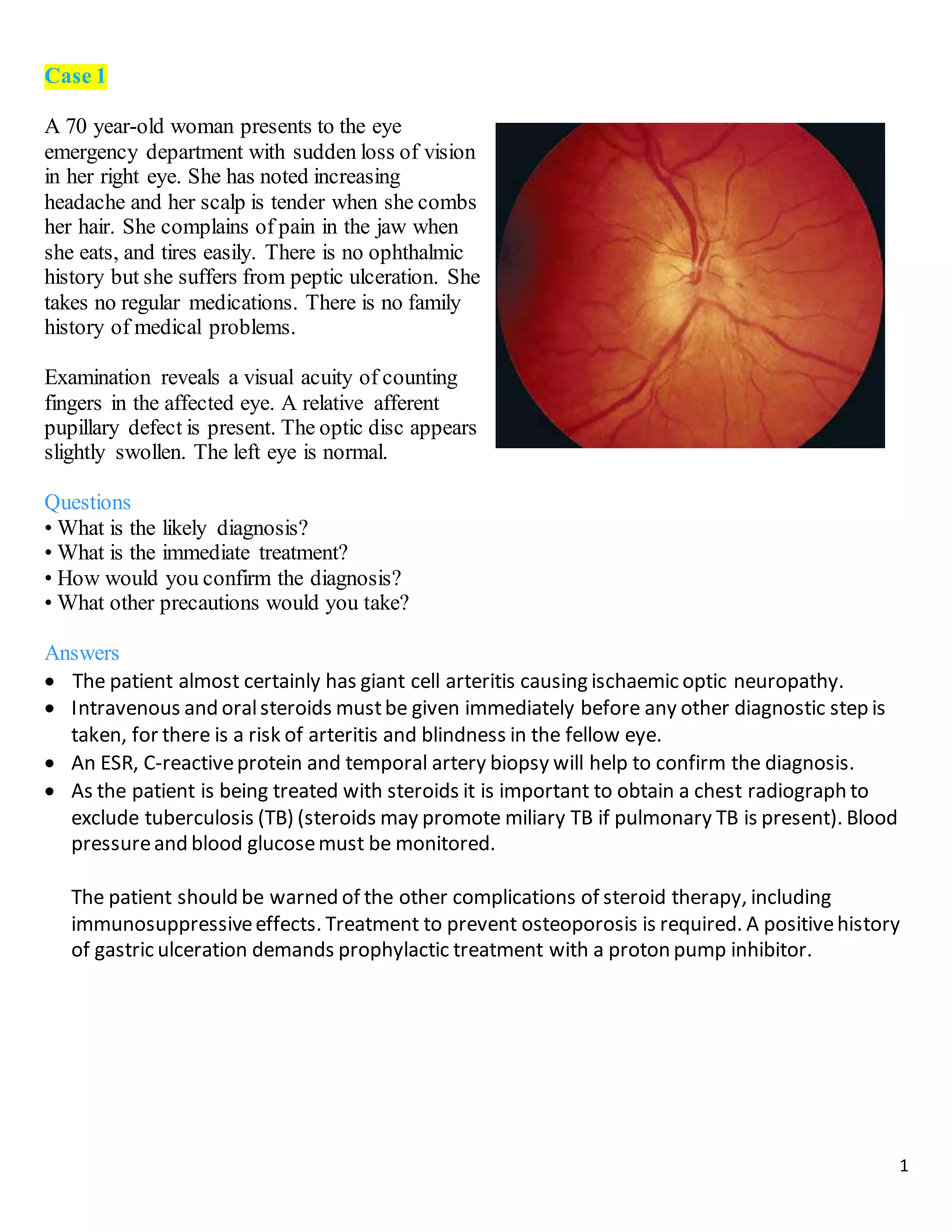 20 ophthalmology clinical cases | DOCX