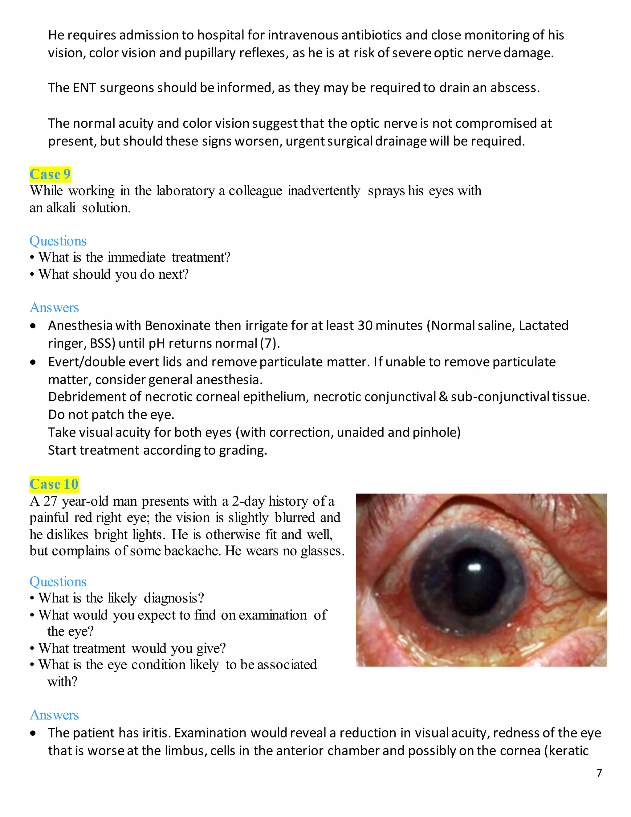 20 ophthalmology clinical cases | DOCX
