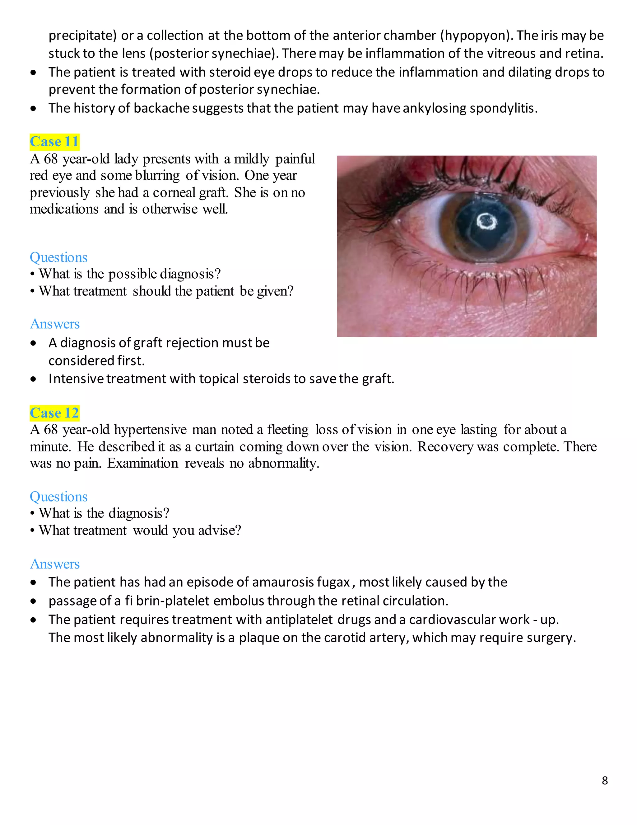20 ophthalmology clinical cases | DOCX