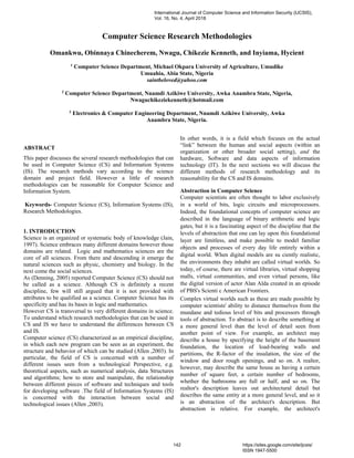 Computer Science Research Methodologies | PDF