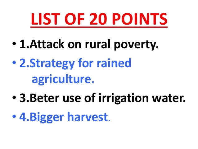 20 POINT PROGRAMME - INDIA