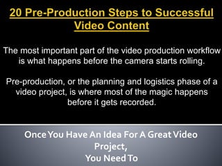 20 pre production steps to successful video content | PPT