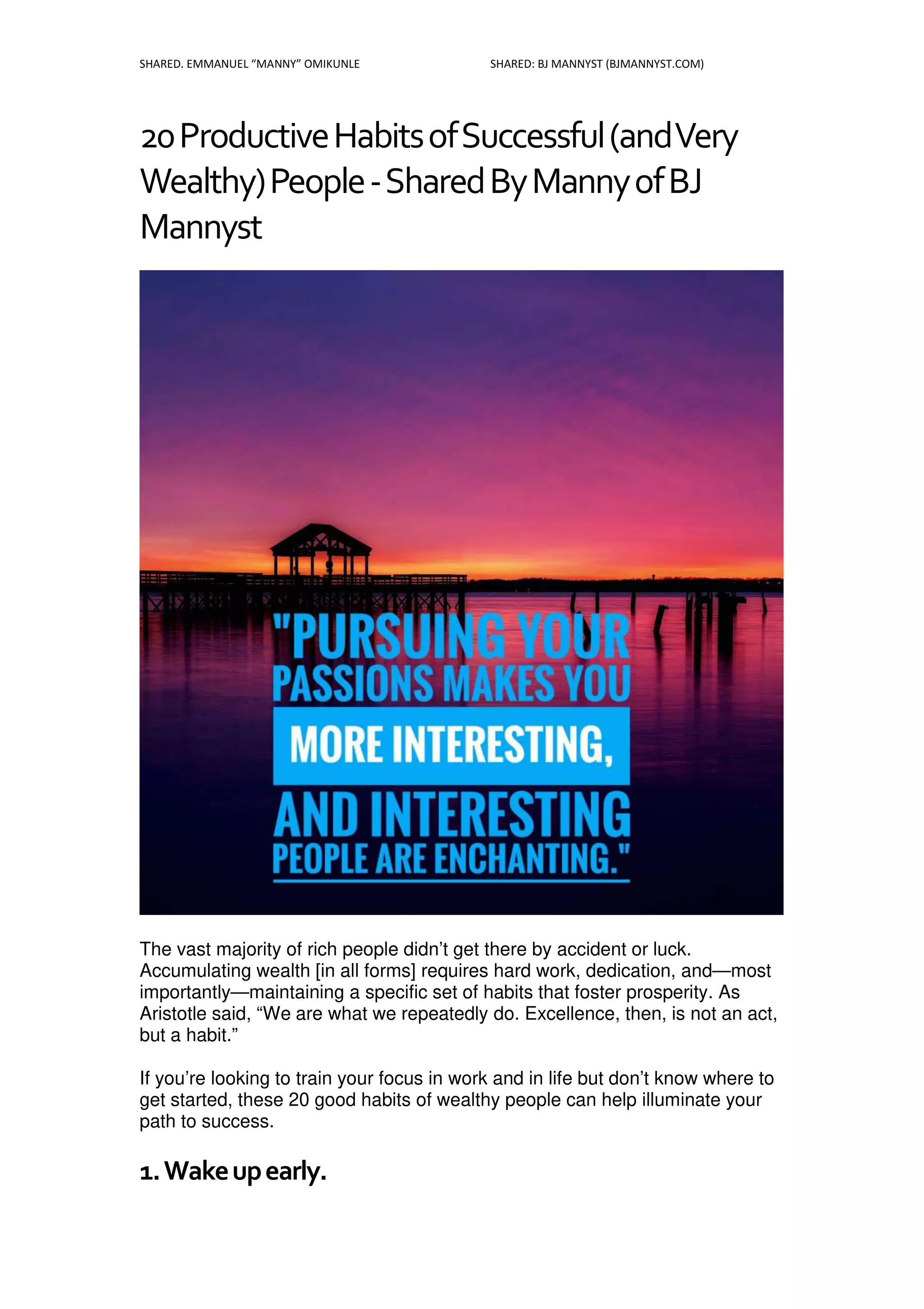 20 productive habits of successful people & founders | PDF