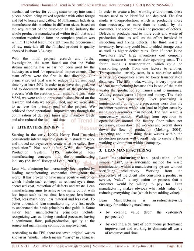 Productivity Improvement using Lean Manufacturing '“ A Case Study at Muththamizh Industries | PDF