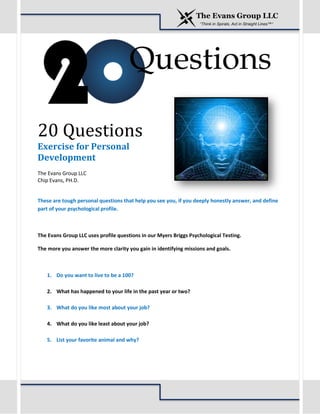 20 questions - Exercise for Personal Development | PDF | Educational ...