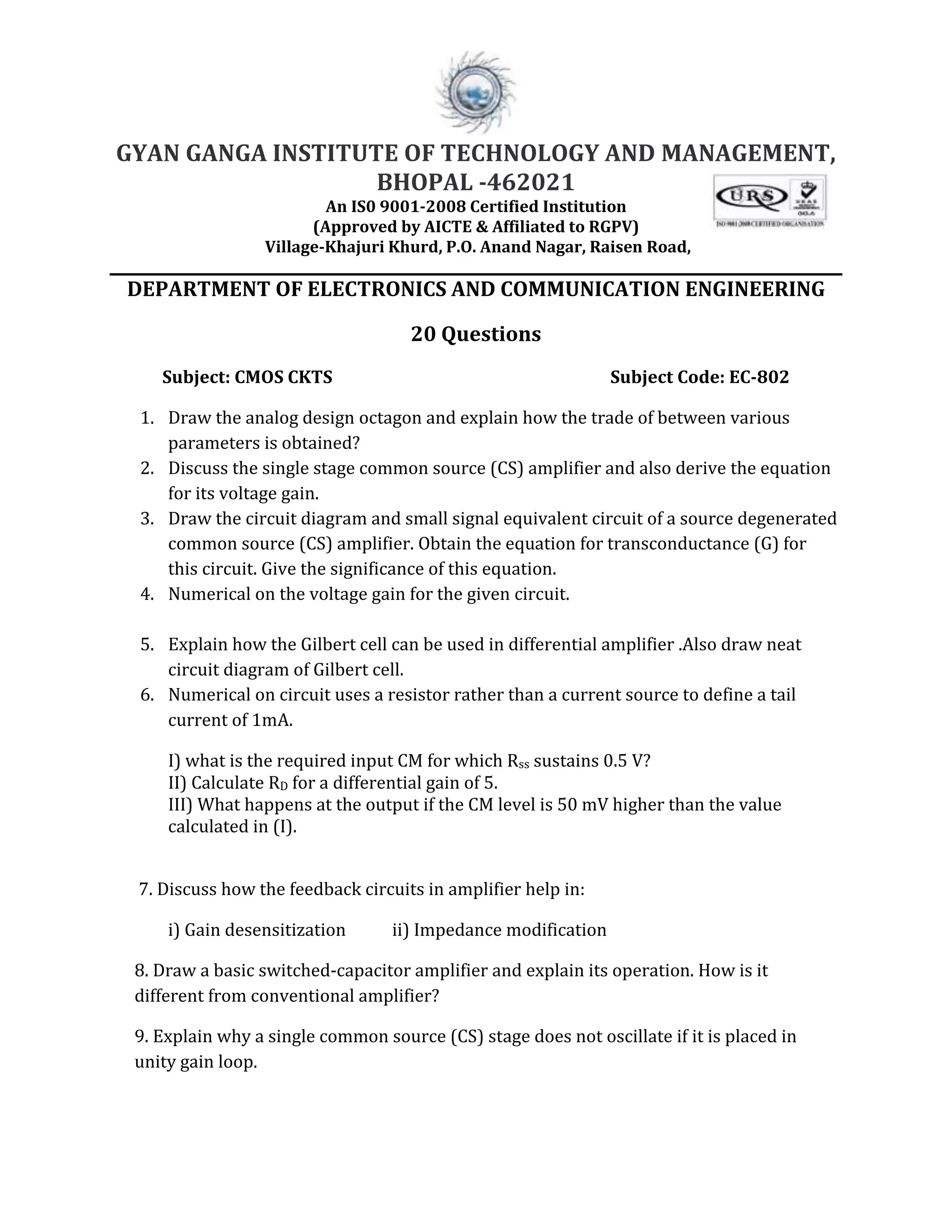 20 questions cmos ckts | PDF