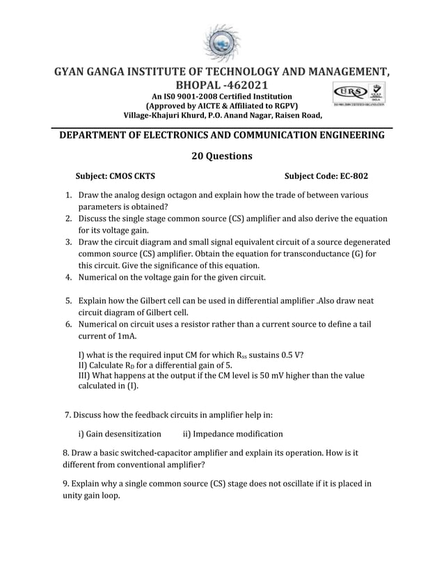 20 questions cmos ckts | PDF