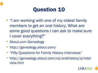 20 questions geneaology resources | PPT | Genealogy and Ancestry ...