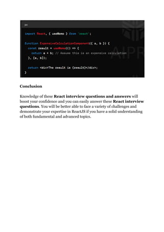 20 React Interview Questions. Pdf Download | PDF