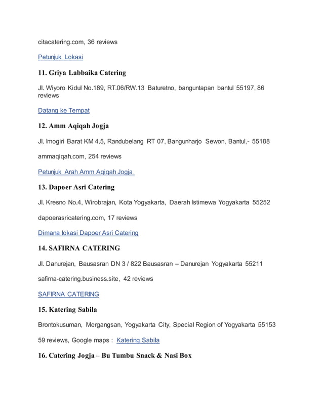 20 rekomendasi catering jogja, terbaik | DOCX