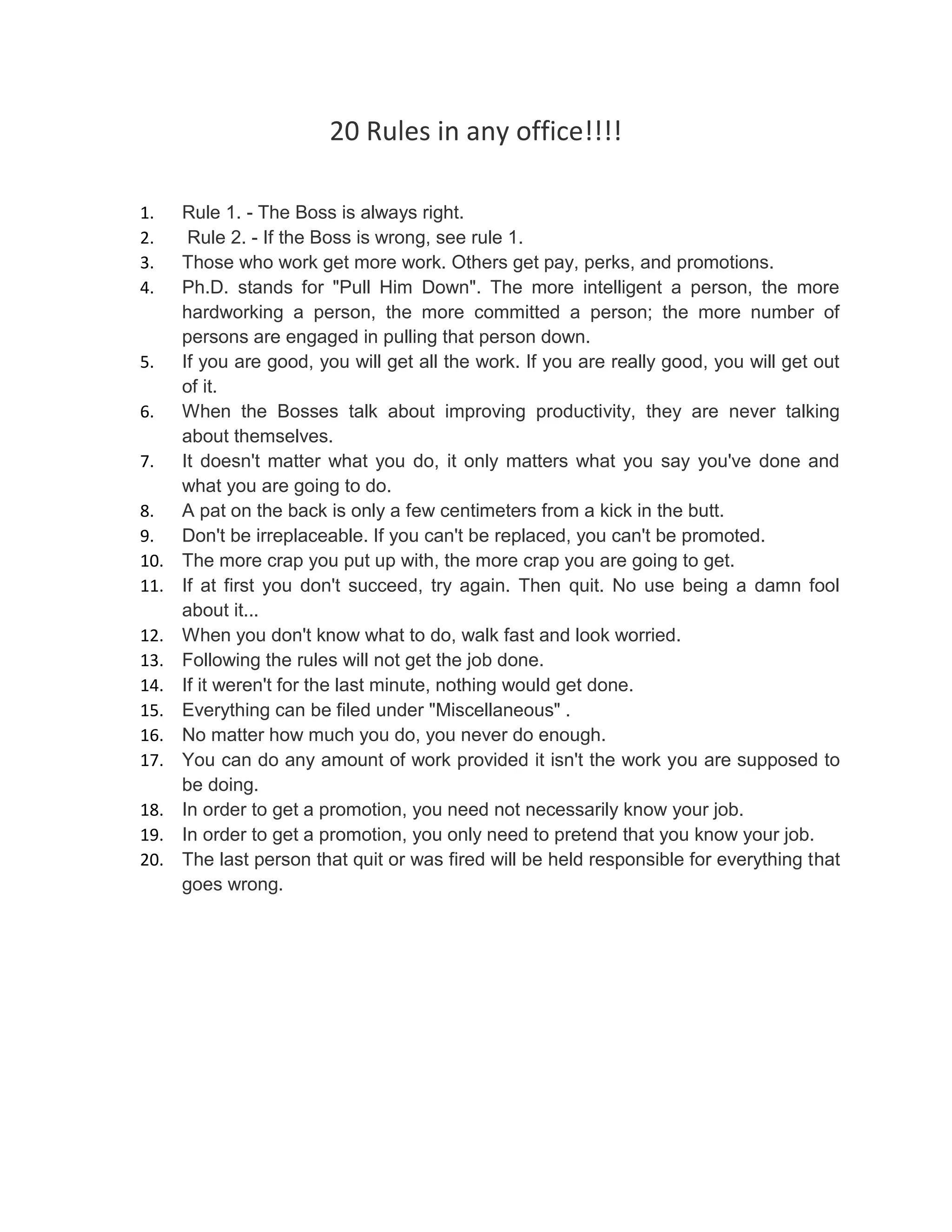 20 rules in any office | PDF | Free Download