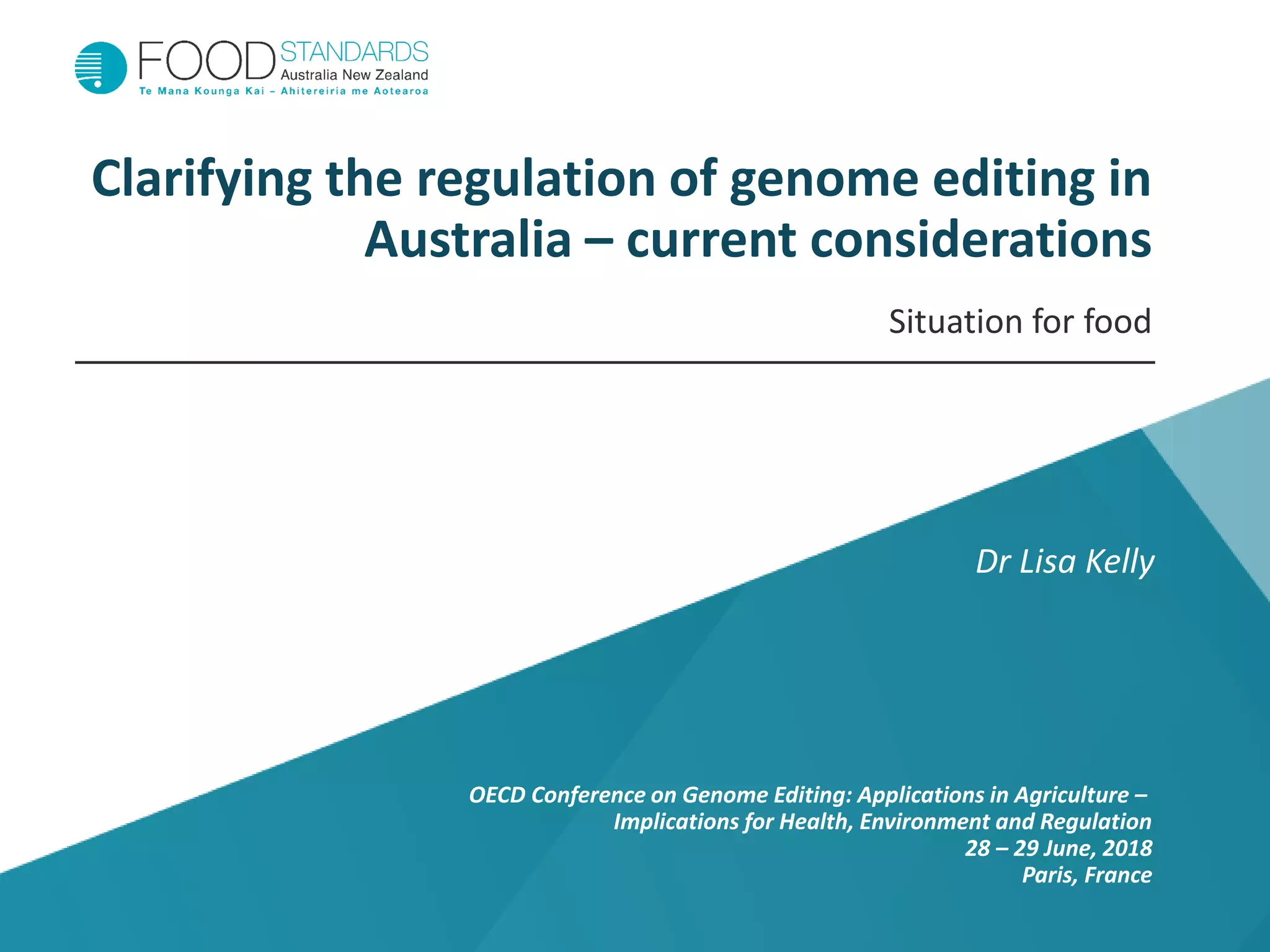 Regulatory aspects associated to genome editing in Australia ...