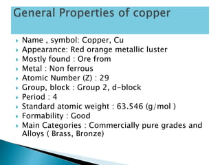 Copper manufacturing process | PPTX