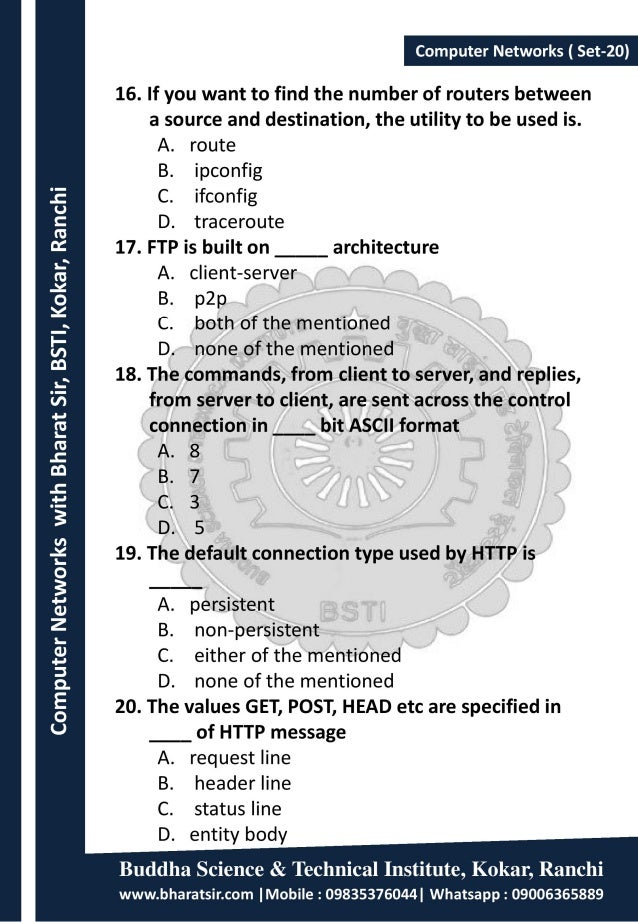 BSTI-BharatSir : Computer Network , Set-20 | PDF