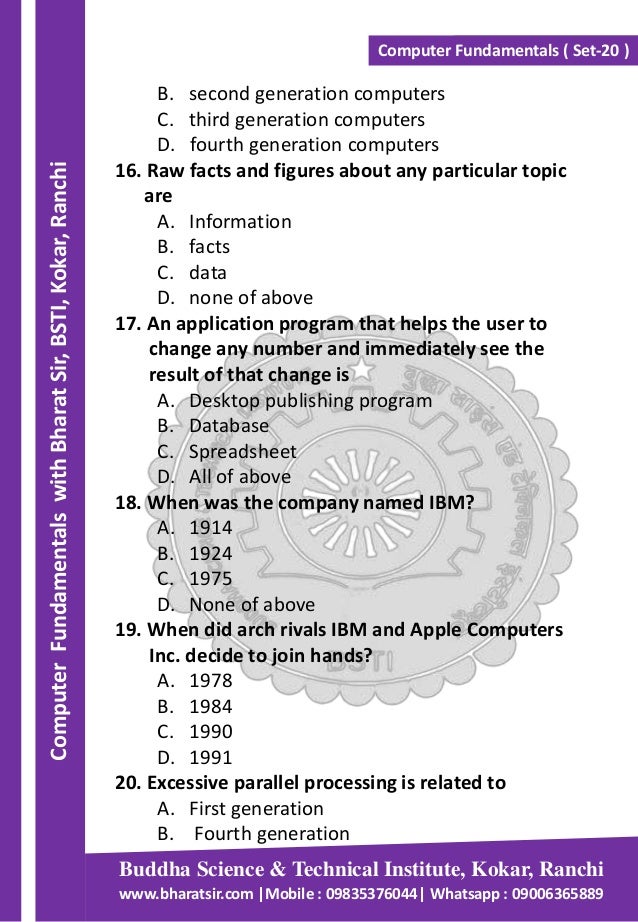 BSTI-BharatSir : Computer Fundamentals Set-20 | PPTX