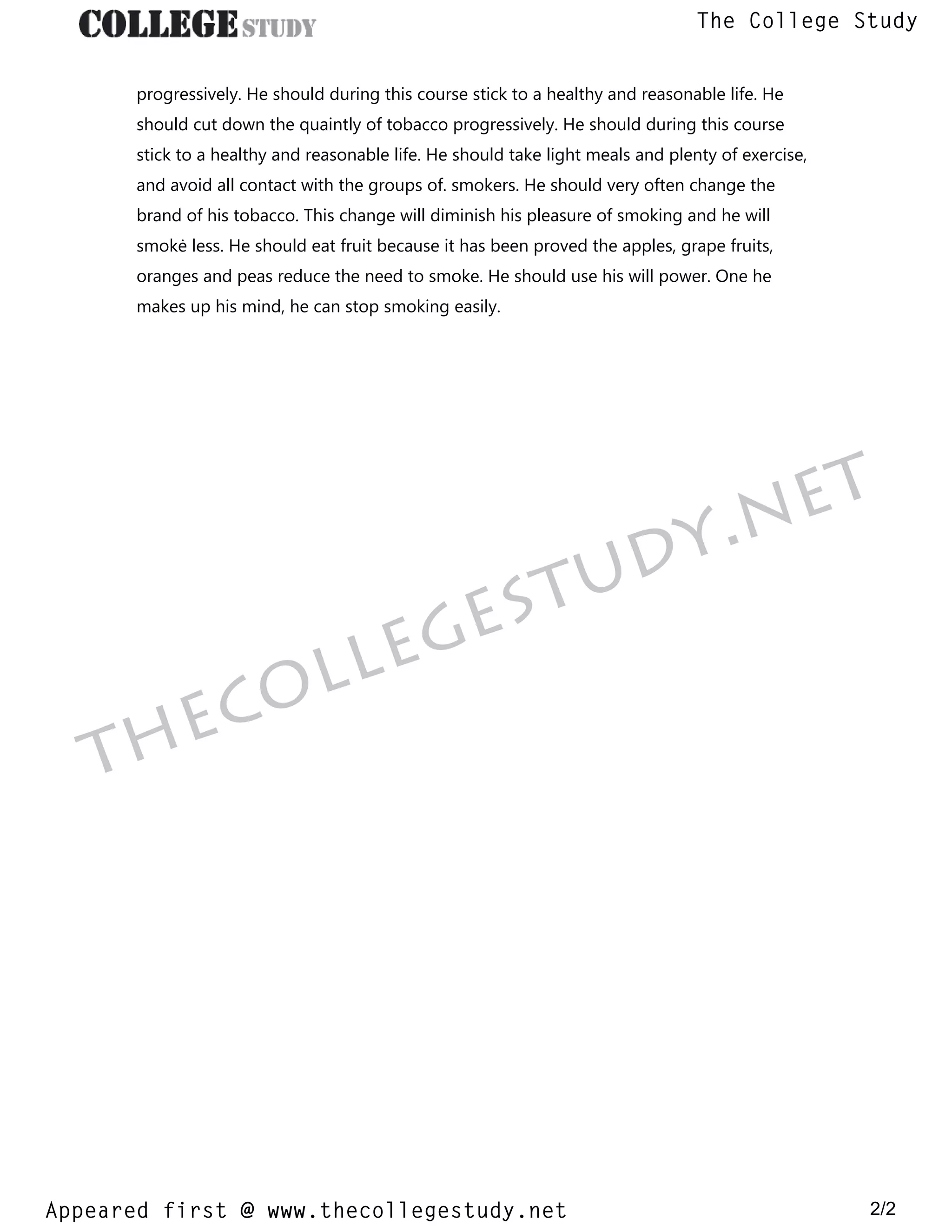 20 short paragraph on smoking the college study10100 | PDF