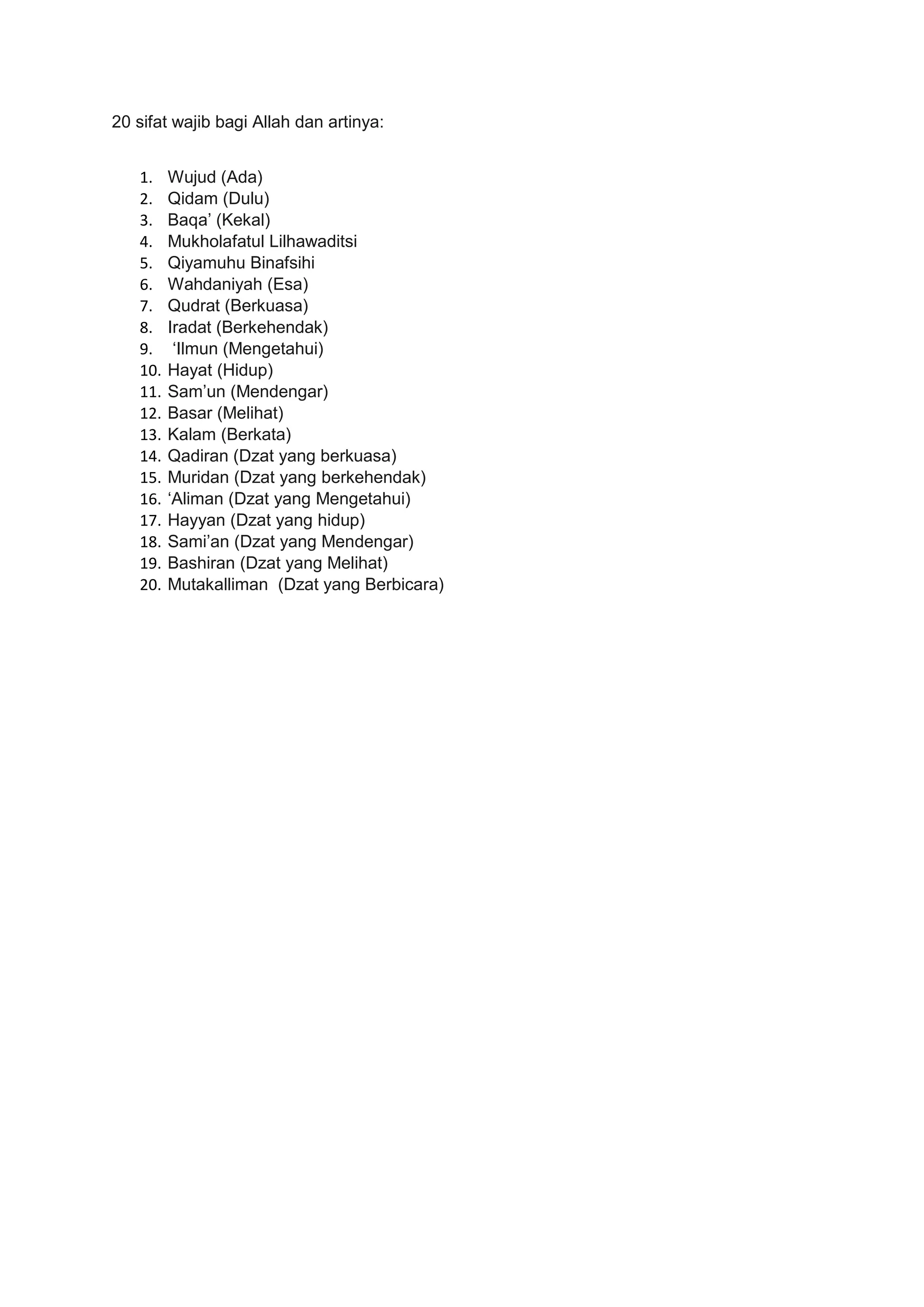 20 sifat wajib bagi Allah dan artinya.docx