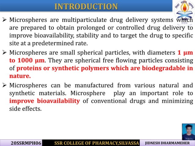 microsphere as drug delivery system | PPTX