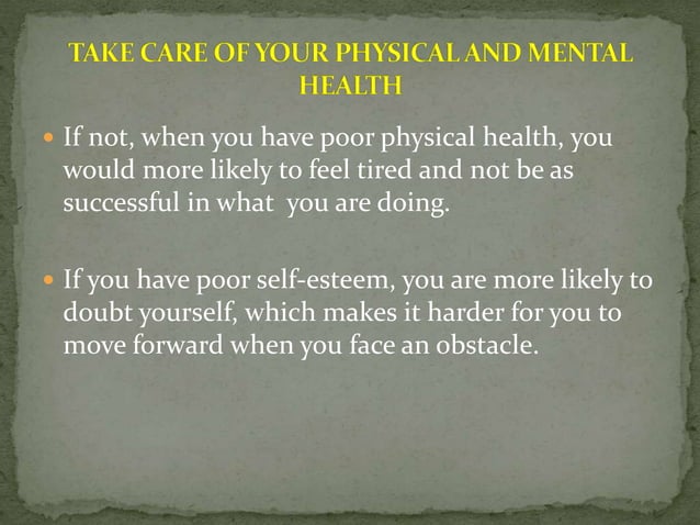 Take care of yourself to decrease your stress | PPTX | Mental Health | Diseases and Conditions