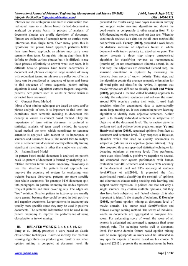 Text Mining at Feature Level: A Review | PDF