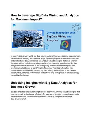 Maximizing Business Growth Through Big Data Mining and Analytics | PDF