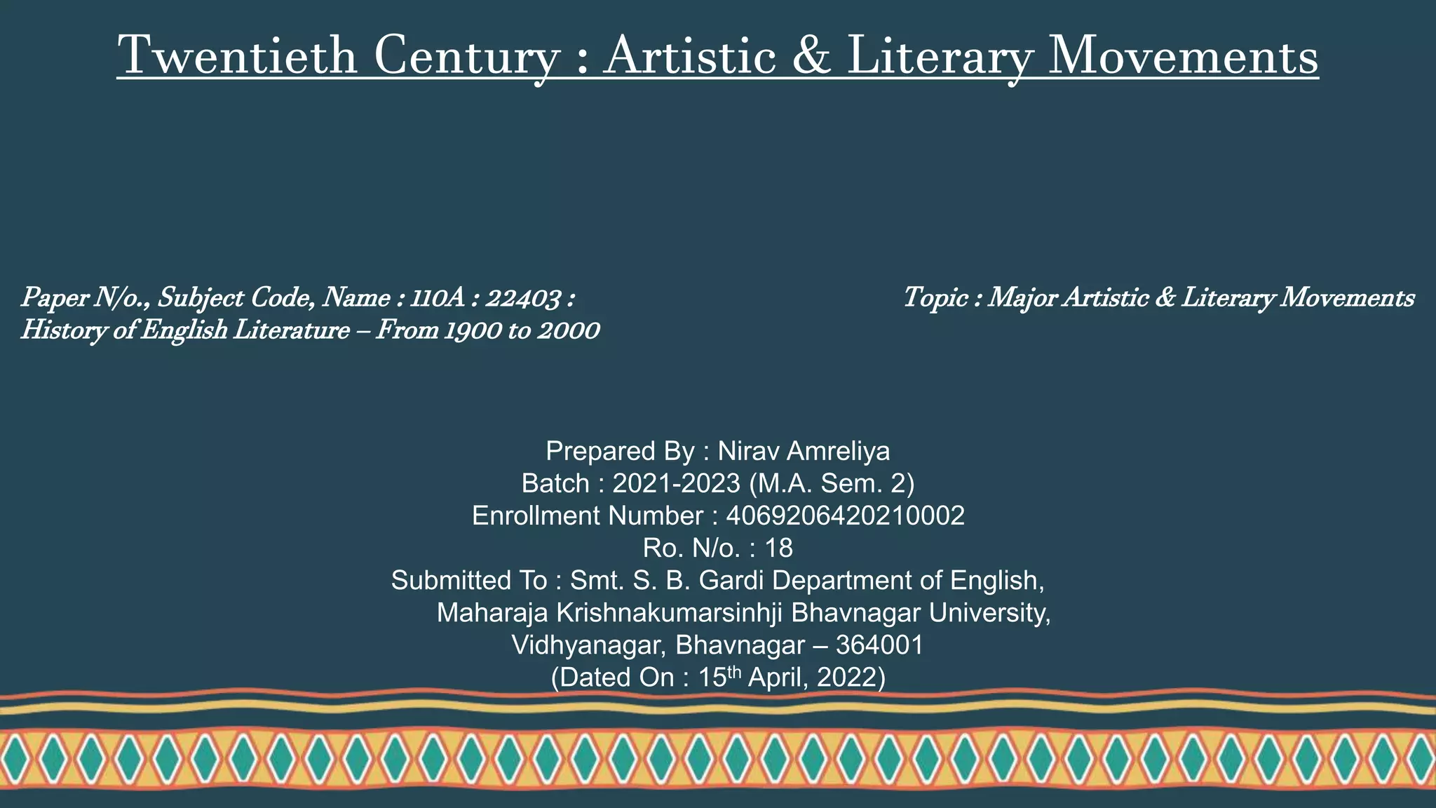 20th Century - Major Artistic & Literary Movements.pptx