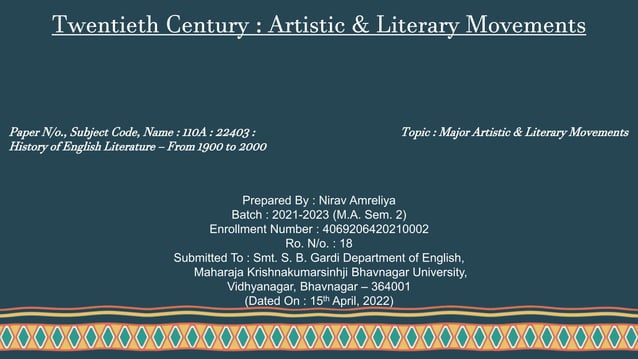 20th Century - Major Artistic & Literary Movements.pptx