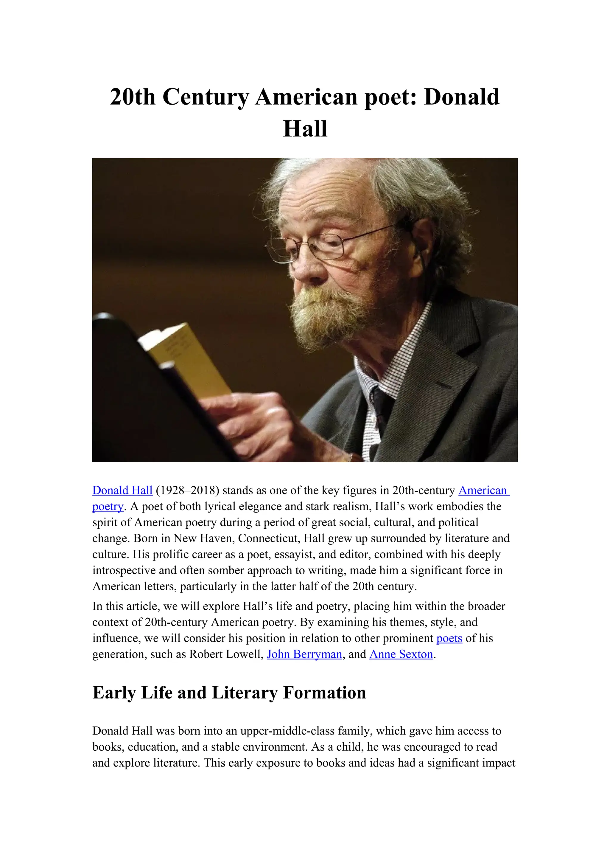 20th Century American poet Donald Hall.docx