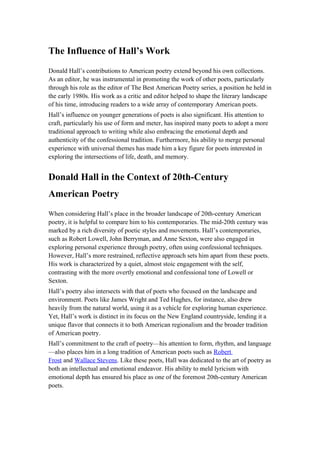 20th Century American poet Donald Hall.docx