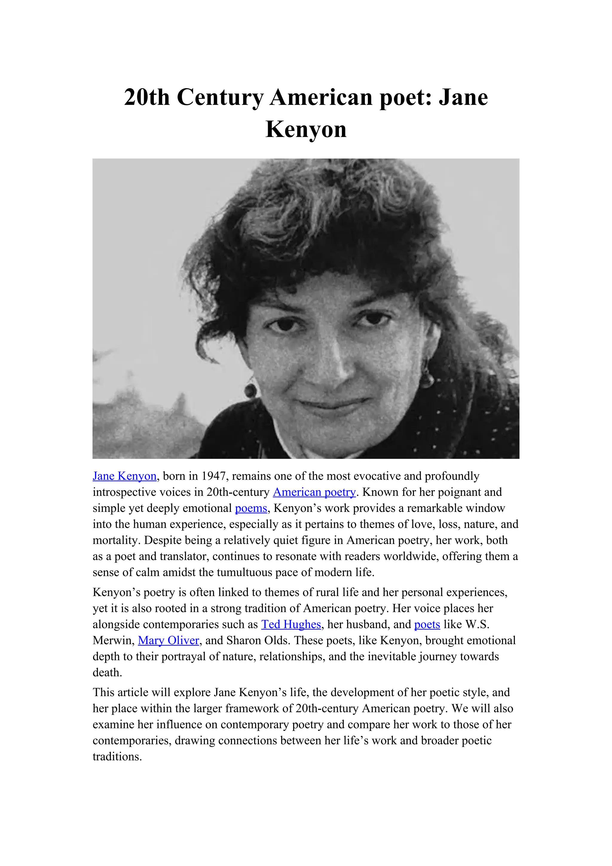 20th Century American poet Jane Kenyon.docx