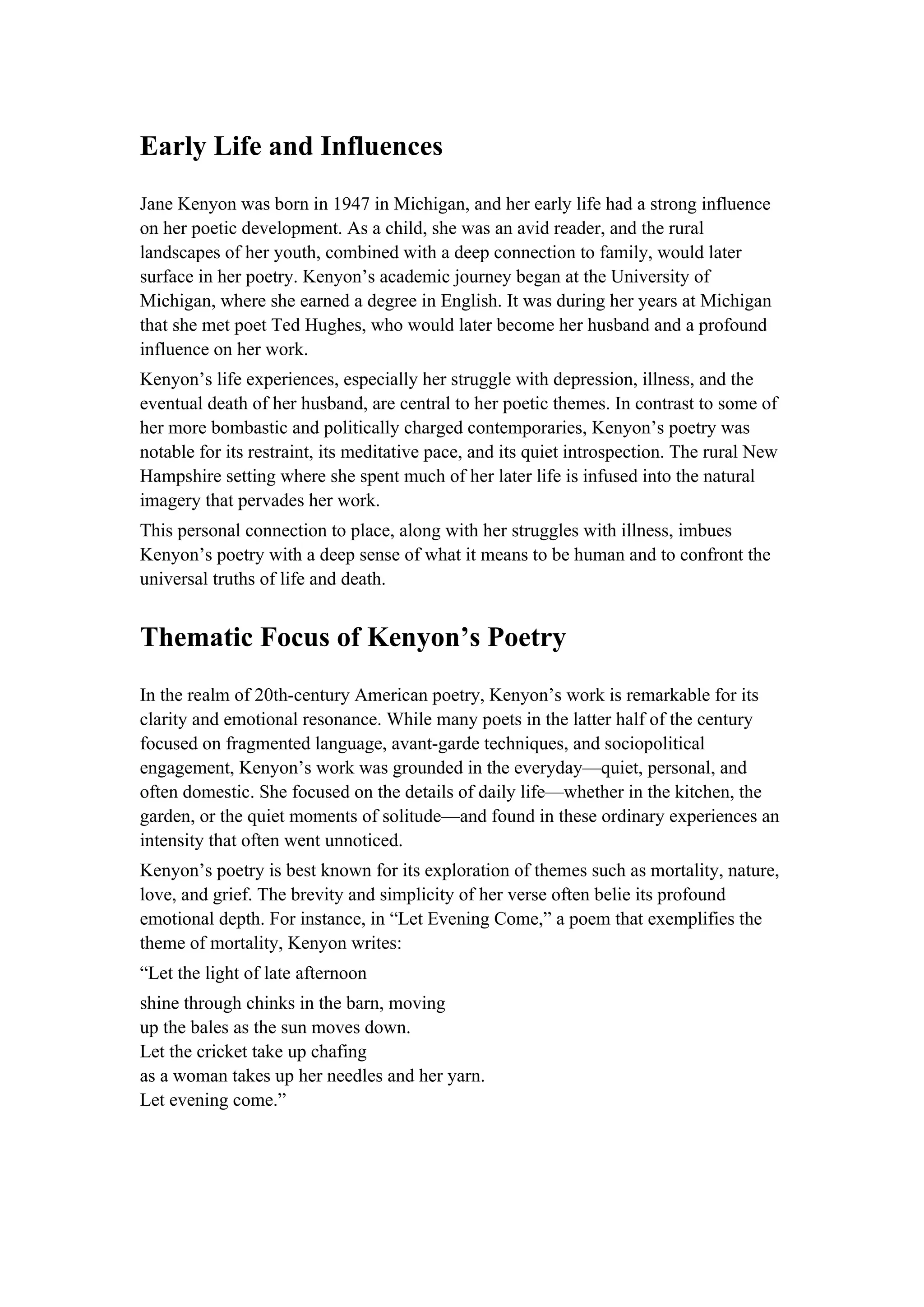 20th Century American poet Jane Kenyon.docx