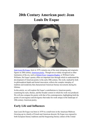 20th Century American poet Jean Louis De Esque.docx