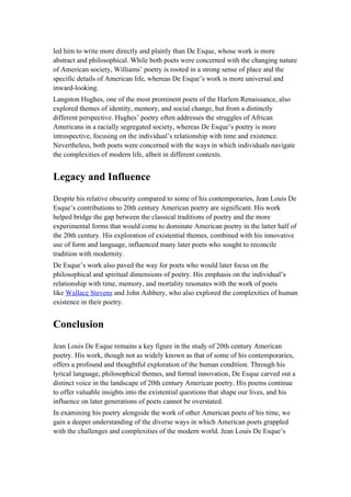 20th Century American poet Jean Louis De Esque.docx