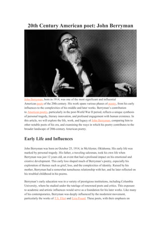 20th Century American poet John Berryman.docx