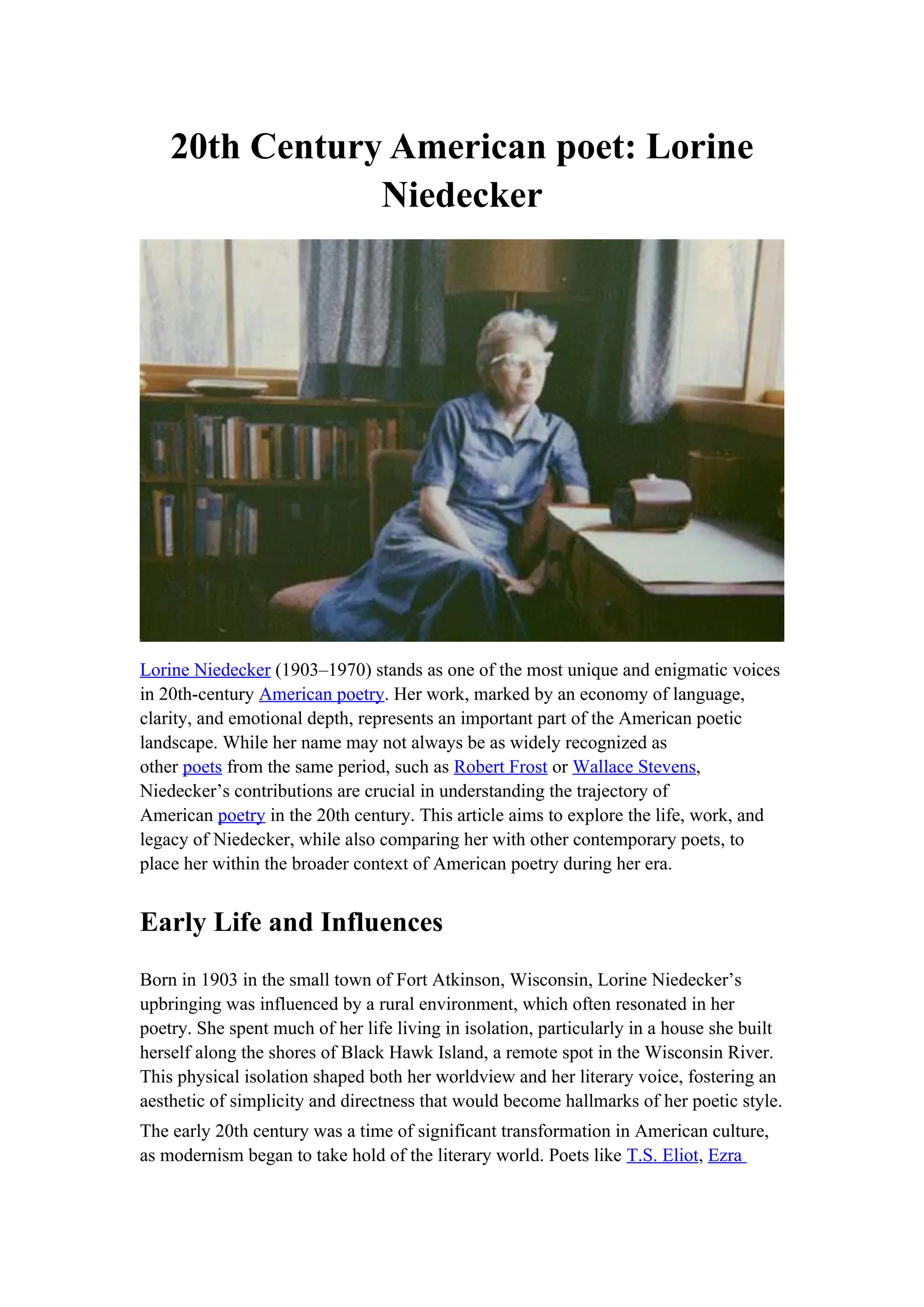 20th Century American poet Lorine Niedecker.docx