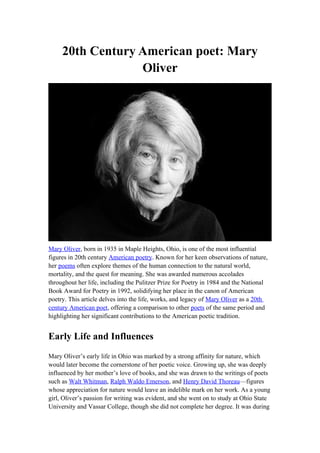 20th Century American poet Mary Oliver.docx