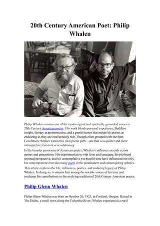20th Century American Poet Philip Whalen.docx