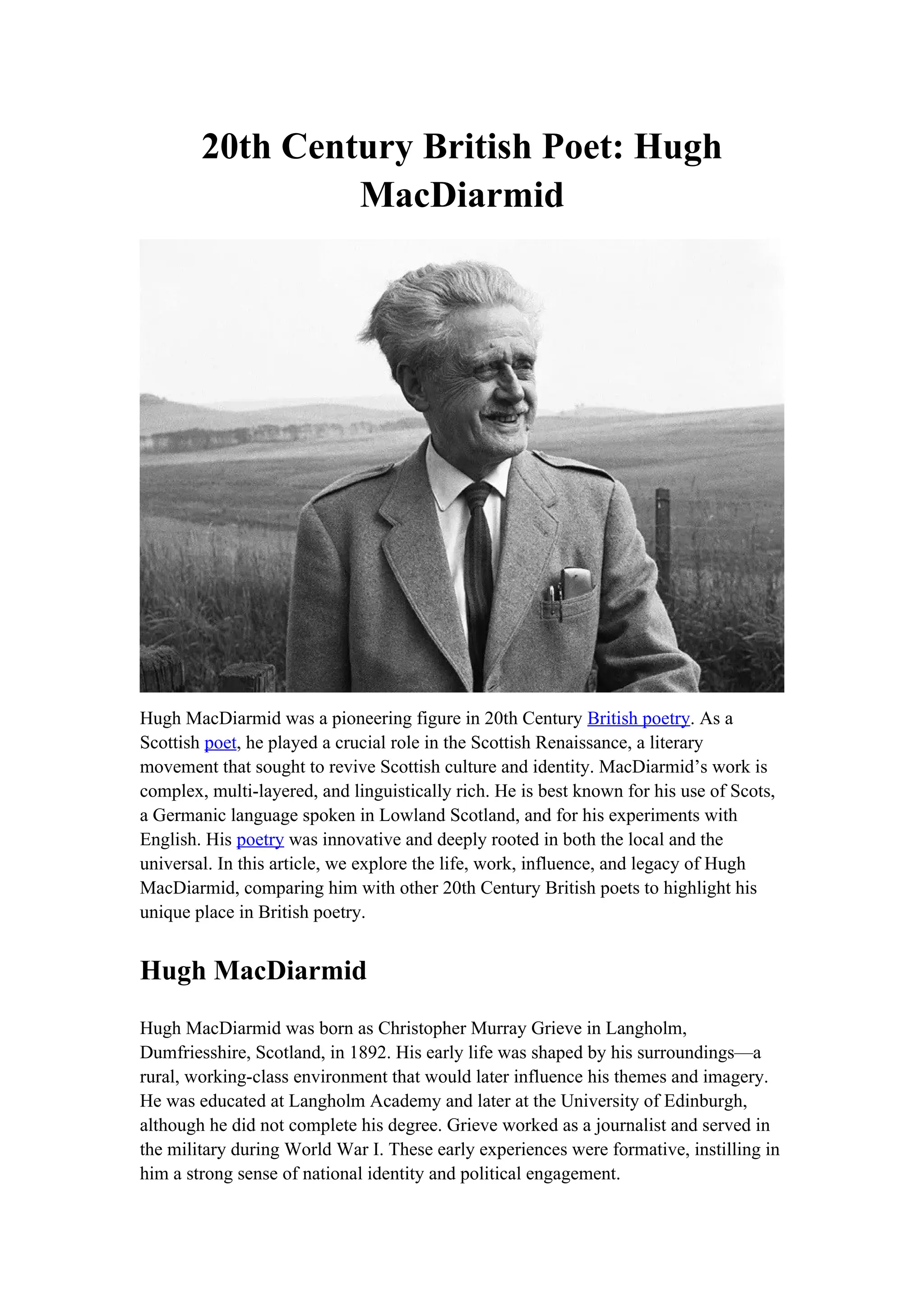 20th Century British Poet Hugh MacDiarmid.docx