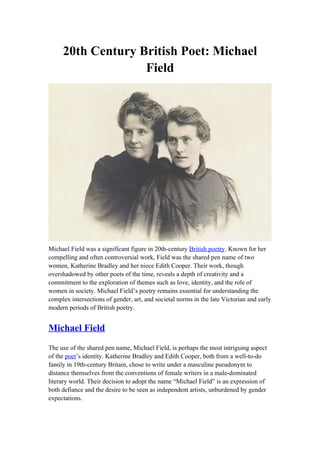 20th Century British Poet Michael Field.docx