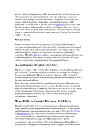 20th Century British Poet Michael Field.docx