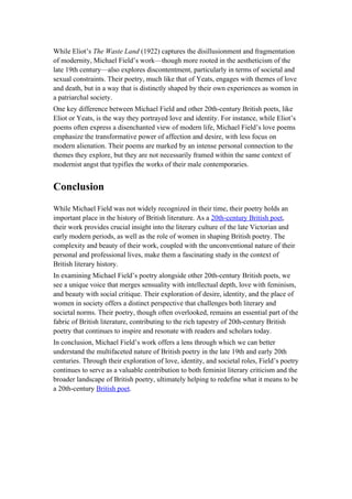 20th Century British Poet Michael Field.docx