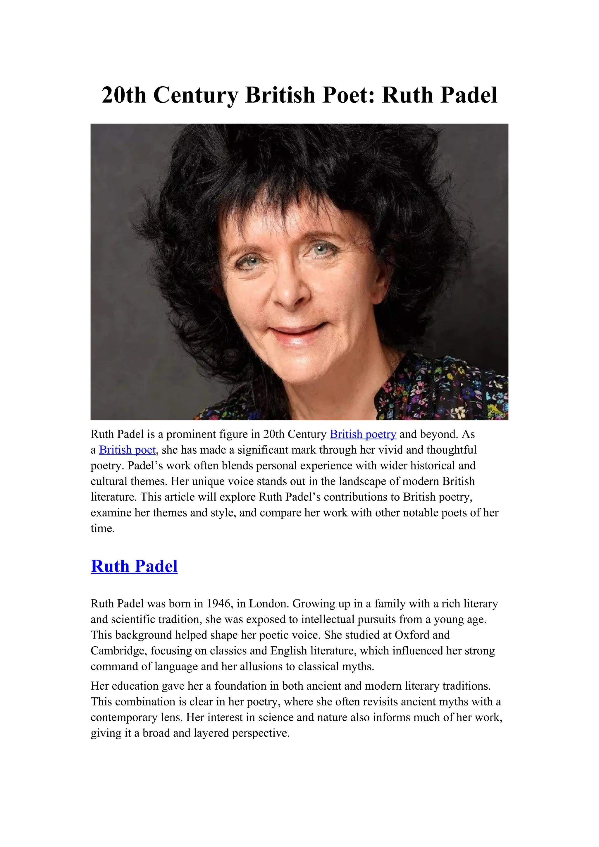 20th Century British Poet Ruth Padel.docx