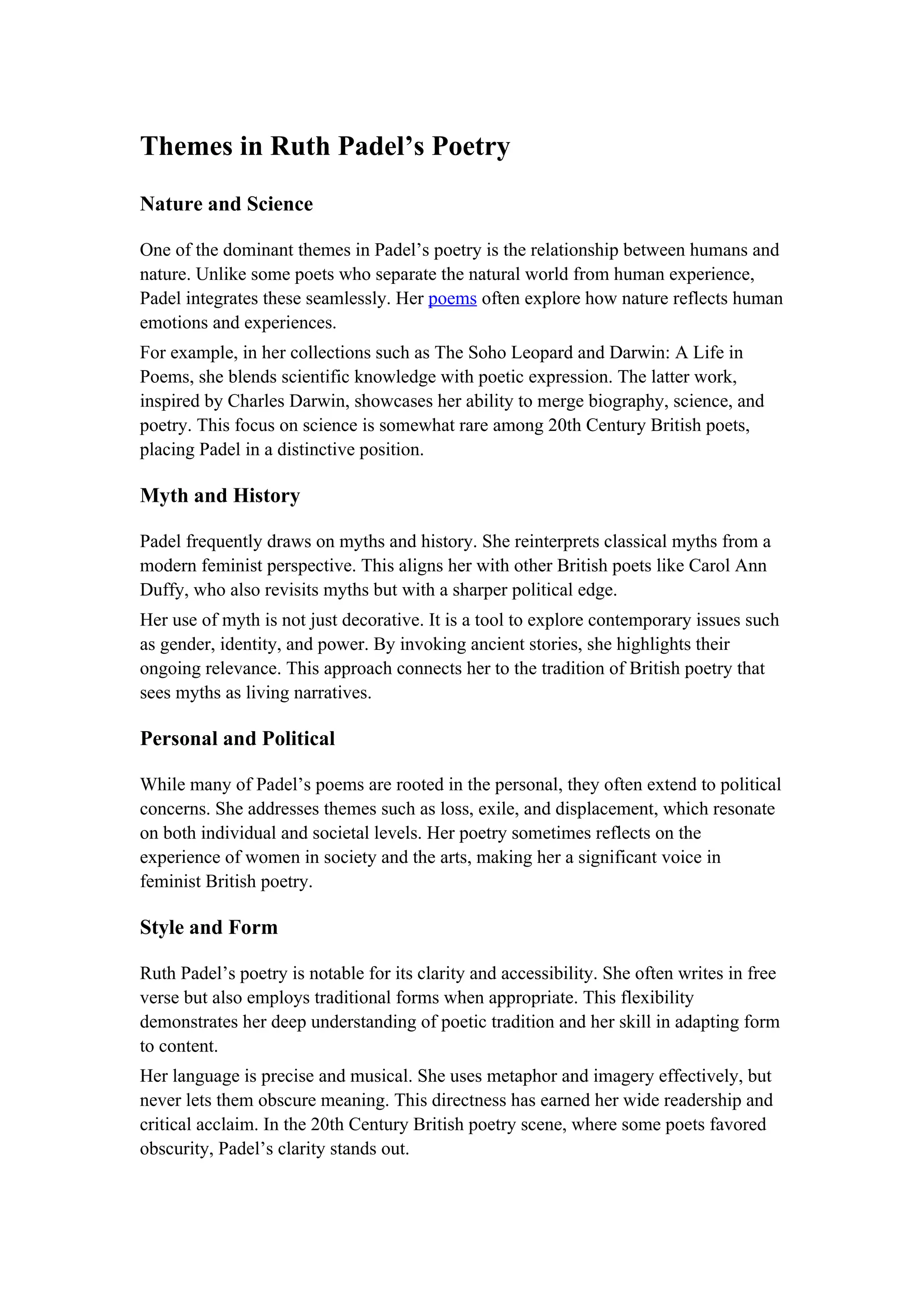 20th Century British Poet Ruth Padel.docx