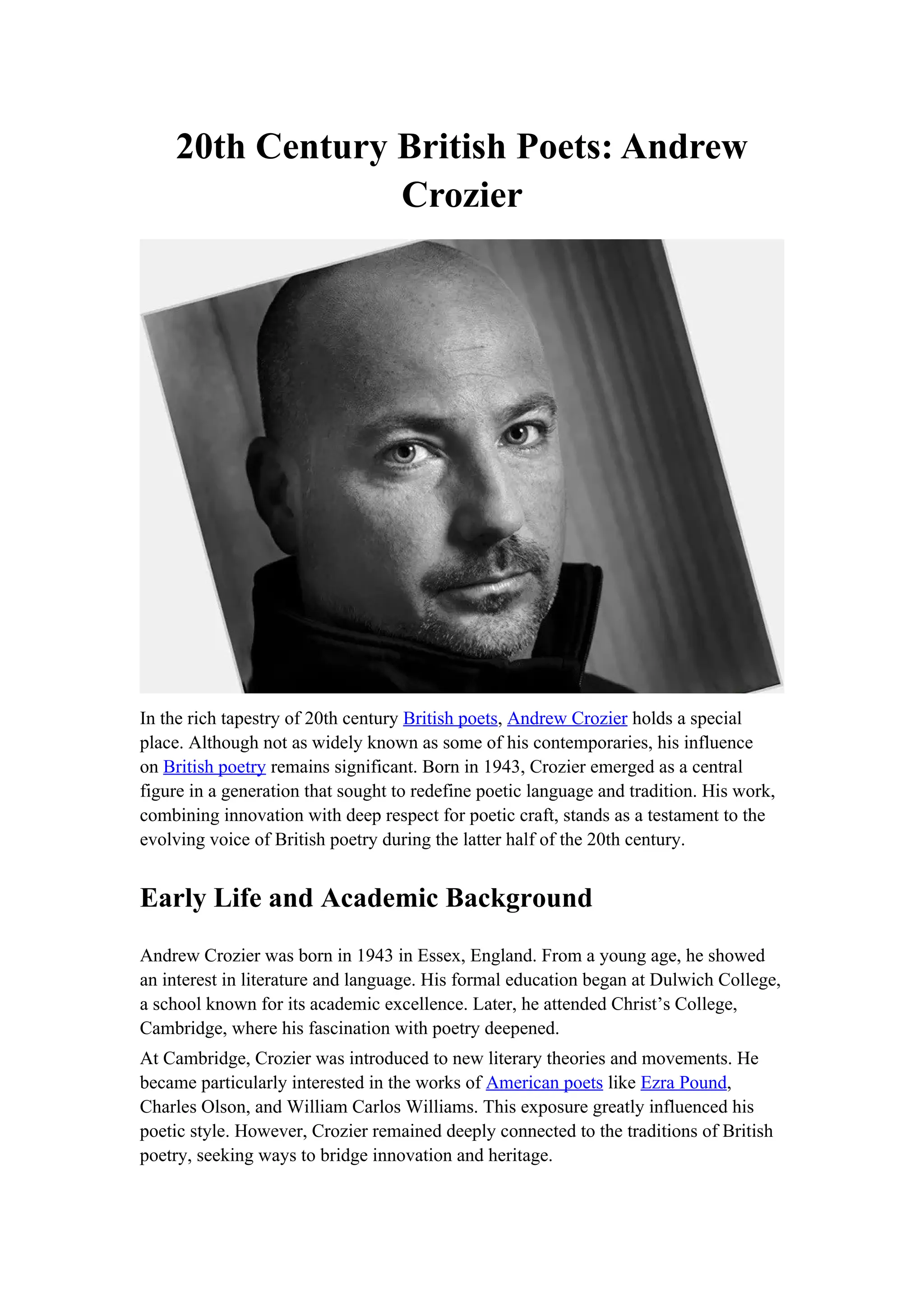 20th Century British Poets Andrew Crozier.docx