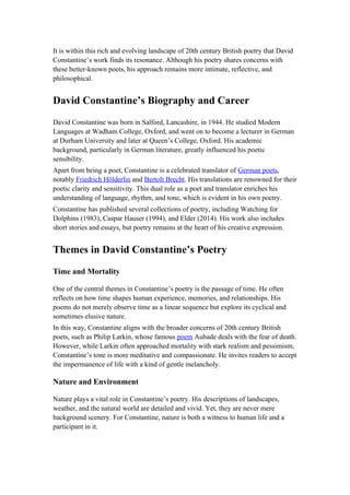 20th Century British Poets David Constantine.docx