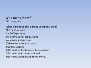 Institution Research 20th Century Fox | PPTX